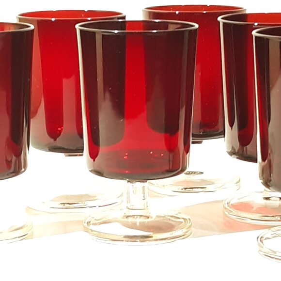 Luminarc | Dining | Ruby Red Luminarc Cavalier 6 Glasses 8oz Footed Mcm ...